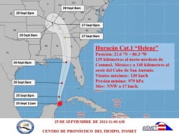 Helene se convierte en Huracán sobre el canal de Yucatán